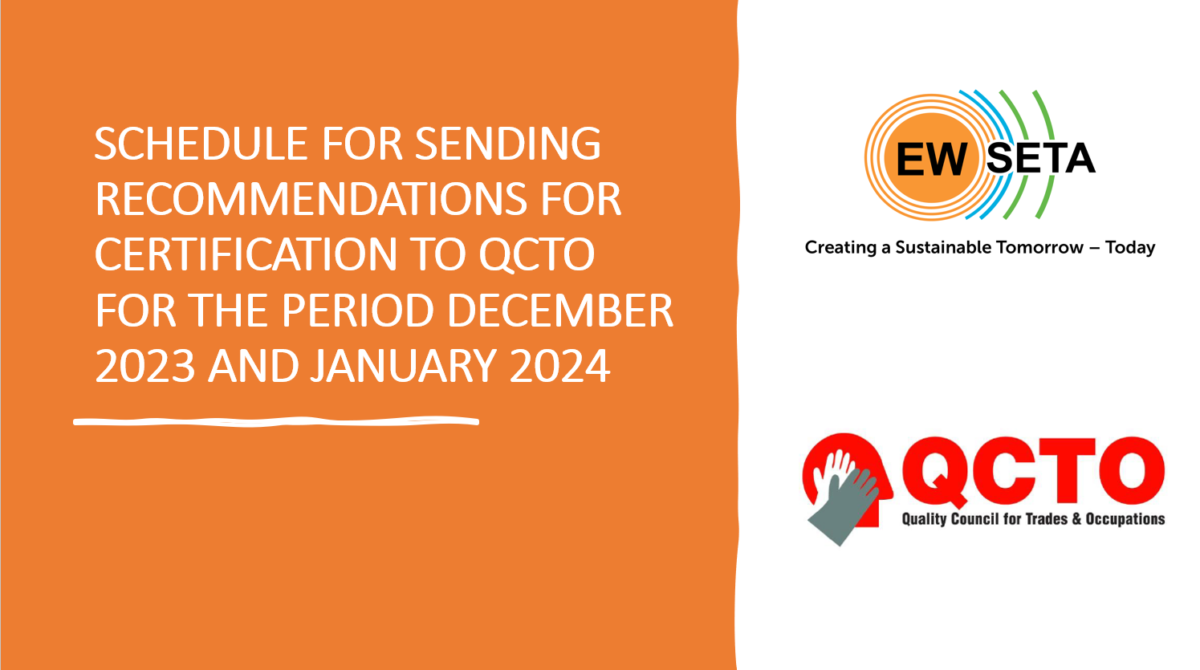 QCTO Certification year-end processes for 2023 - Energy & Water SETA