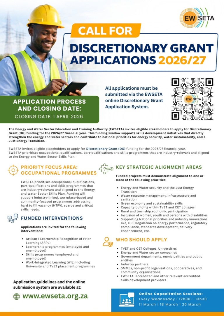 EWSETA Opens Applications for 2026/27 Discretionary Grant Funding ...